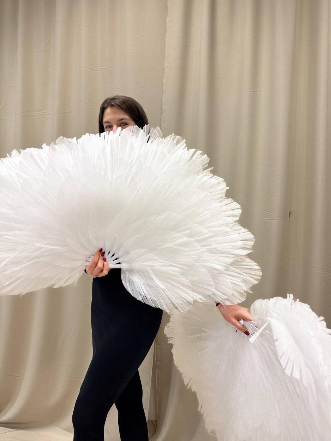 Fairy White Hand Fan, Airy Fluffy Fan, Accessory for Dance Costume ...