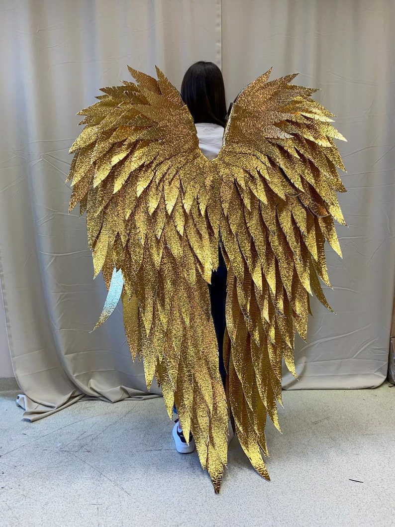 Gold Angel Wings, Large Gold Wings, Cosplay Costume Size 70 Inches/180 ...