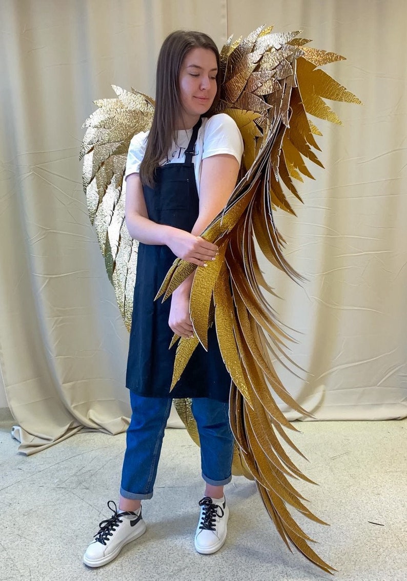 Gold Angel Wings, Large Gold Wings, Cosplay Costume Size 70 Inches/180 ...
