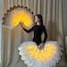 Glowing Hand Fan, White With Gold Fan With Lights, Hand Fan, Fluffy Fan ...