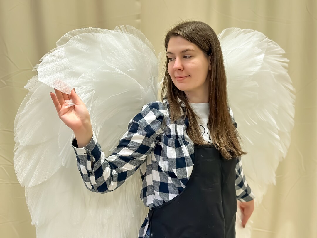Angel Wings, White Fluffy Wings Costume, Party Wings Size 70 Inches/180 ...