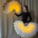 Glowing Hand Fan, White With Gold Fan With Lights, Hand Fan, Fluffy Fan ...