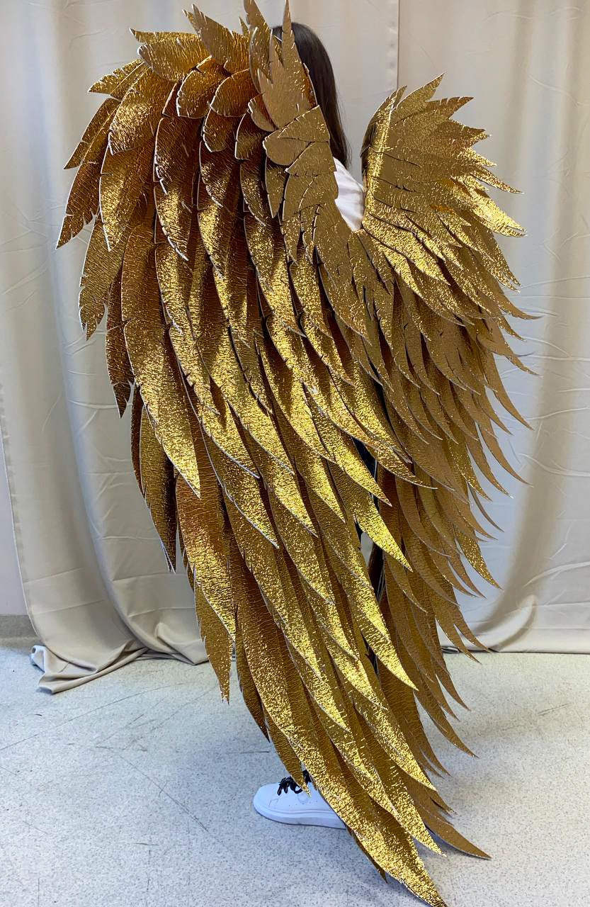 Gold Angel Wings, Large Gold Wings, Cosplay Costume Size 70 Inches/180 ...