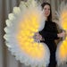 Glowing Hand Fan, White With Gold Fan With Lights, Hand Fan, Fluffy Fan ...