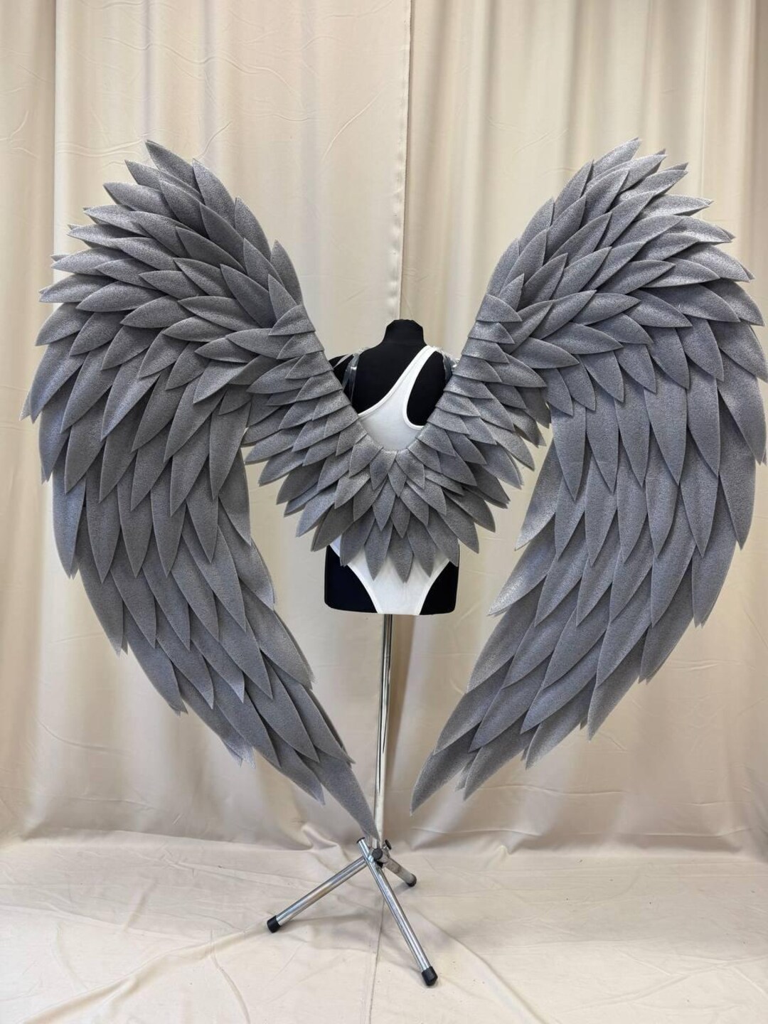 Large Gray Wings With Tails, Dark Angel Wings, Wings for Cosplay ...