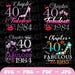 40th Birthday Svg Png ,40 and Fabulous Svg ,40th Birthday Svg, 40th ...