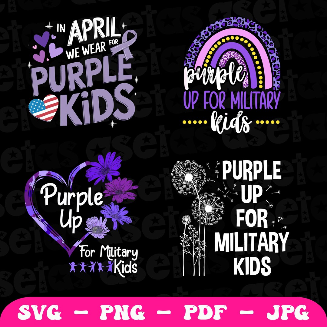 Purple up for Military Child Png Svg Bundle, Month of the Military ...