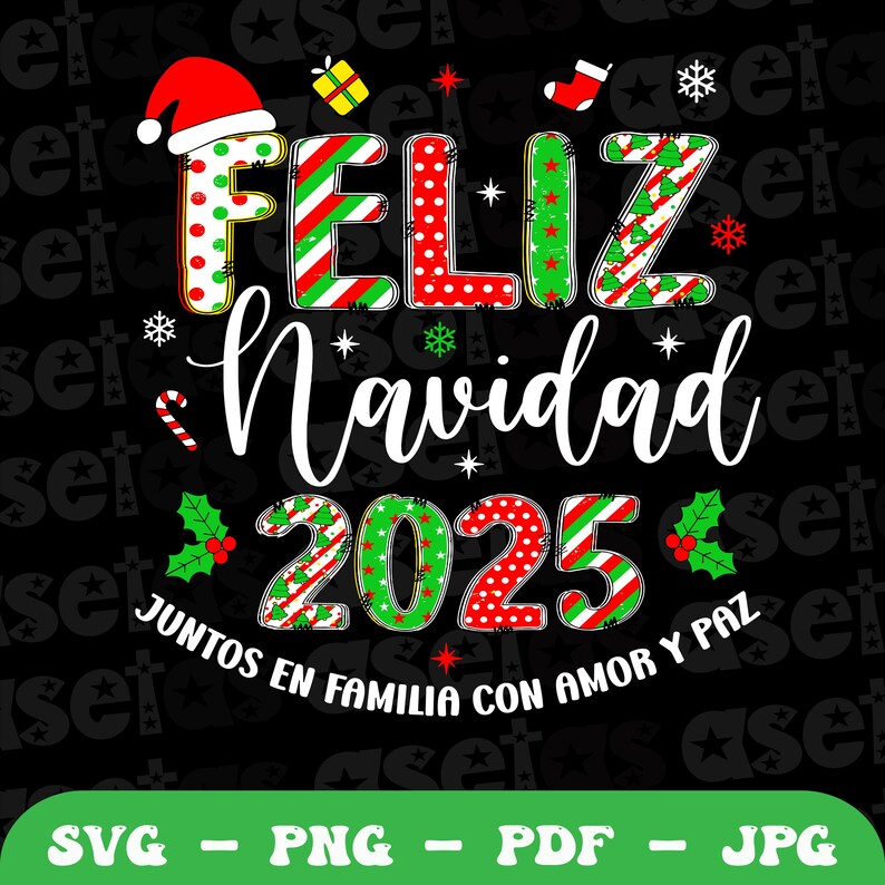 Feliz Navidad 2025 Svg Png, Spanish Christmas Svg, Luces De Navidad ...