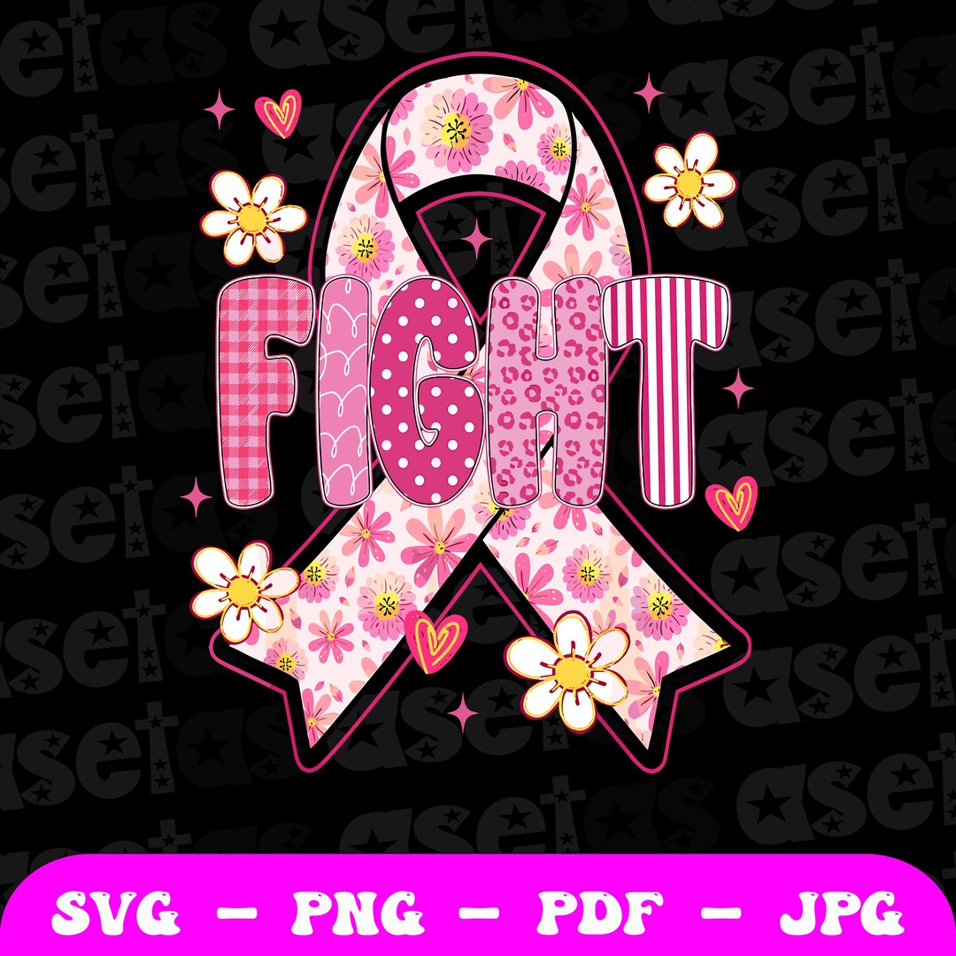 Preppy Fight Cancer Svg Png, Breast Cancer Png Svg, Breast Cancer ...