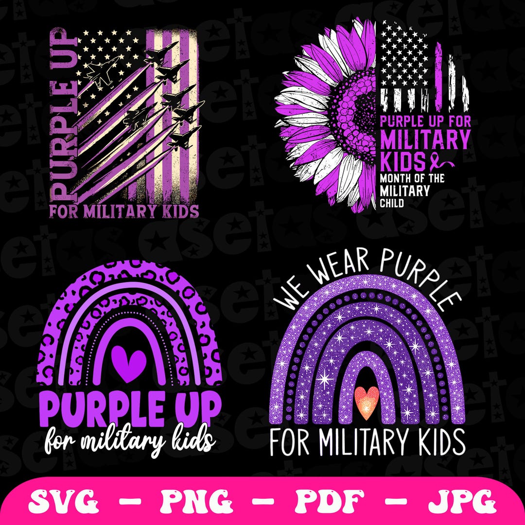 Purple up for Military Child Png Svg Bundle, Month of the Military ...