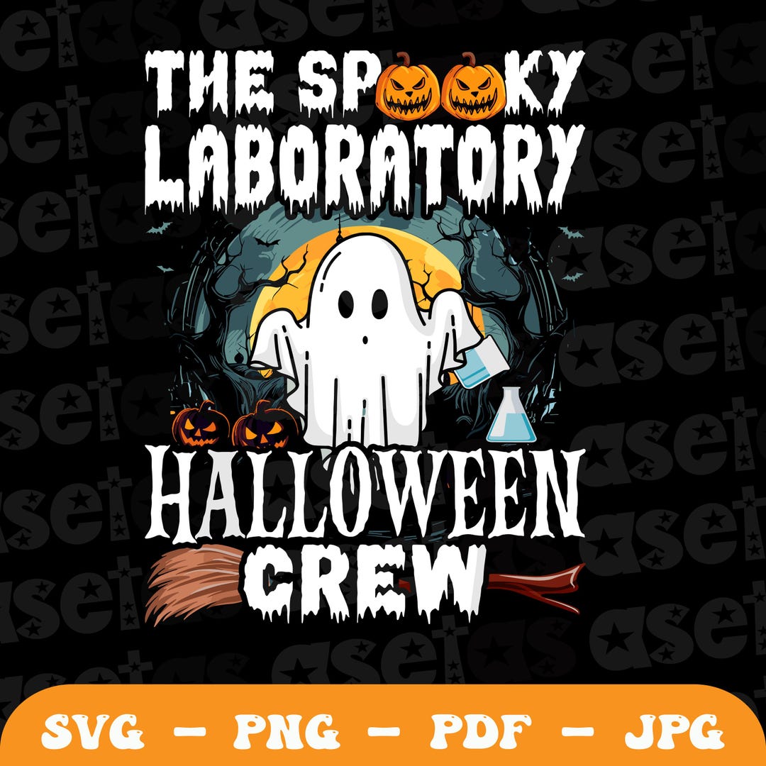 The Spooky Laboratory Halloween Crew Svg Png, Retro Halloween Ghost ...