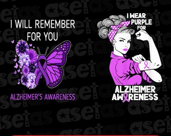 Alzheimer's Awareness Png Svg Bundle, Purple Ribbon, Alzheimer's ...