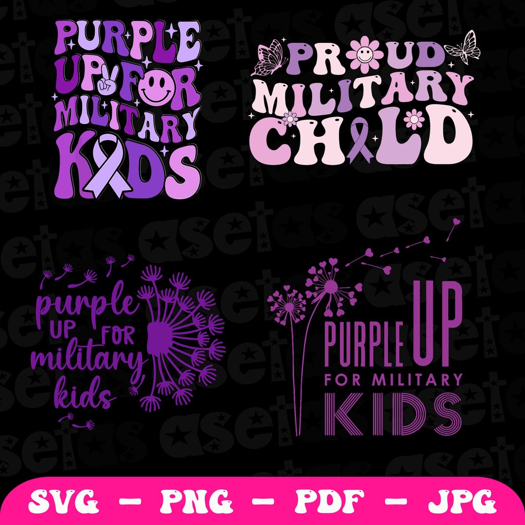 Purple up for Military Child Png Svg Bundle, Month of the Military ...