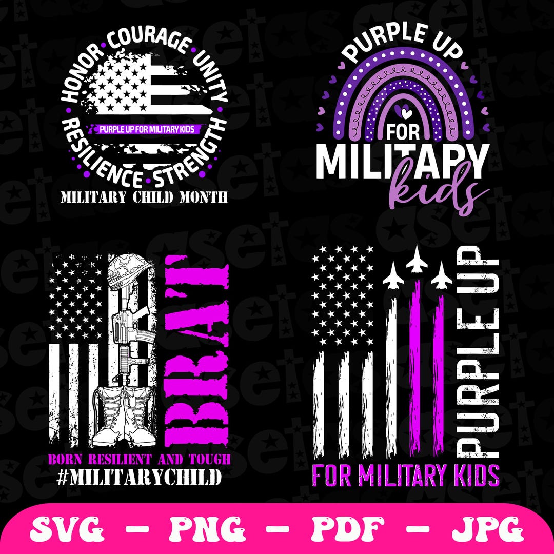Purple up for Military Child Png Svg Bundle, Month of the Military ...