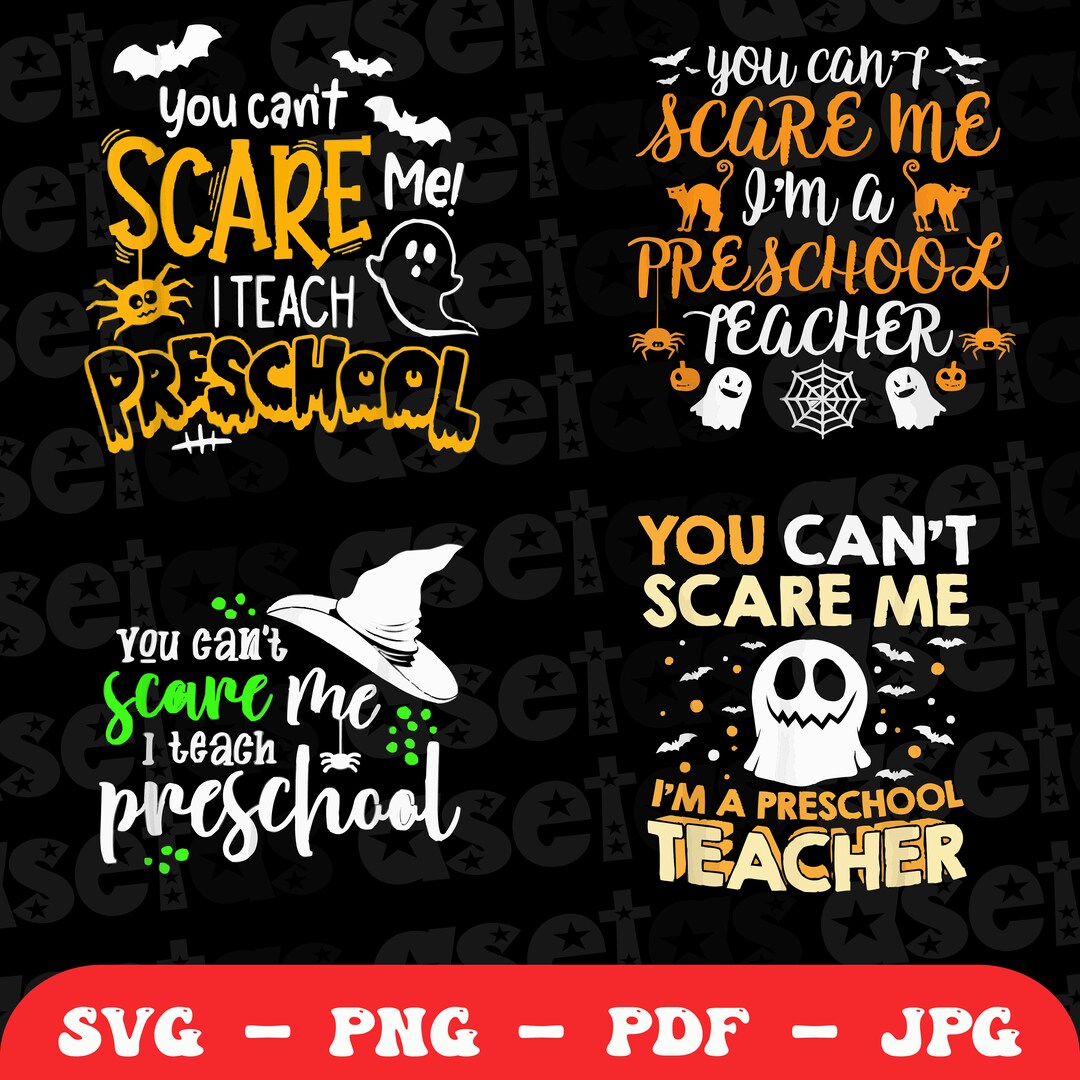 You Cant Scare Me I Teach Pre School Svg Png, Retro Halloween Ghost Svg ...