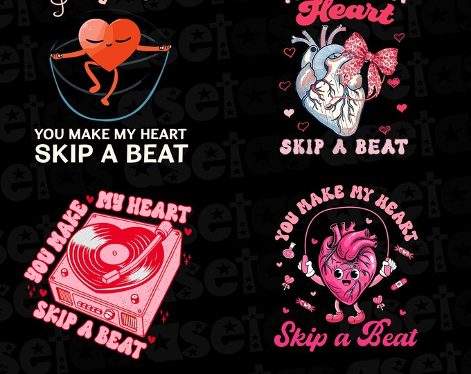 You Make My Heart Skip A Beat SVG Bundle, Retro Valentine SVG, Liebe ...