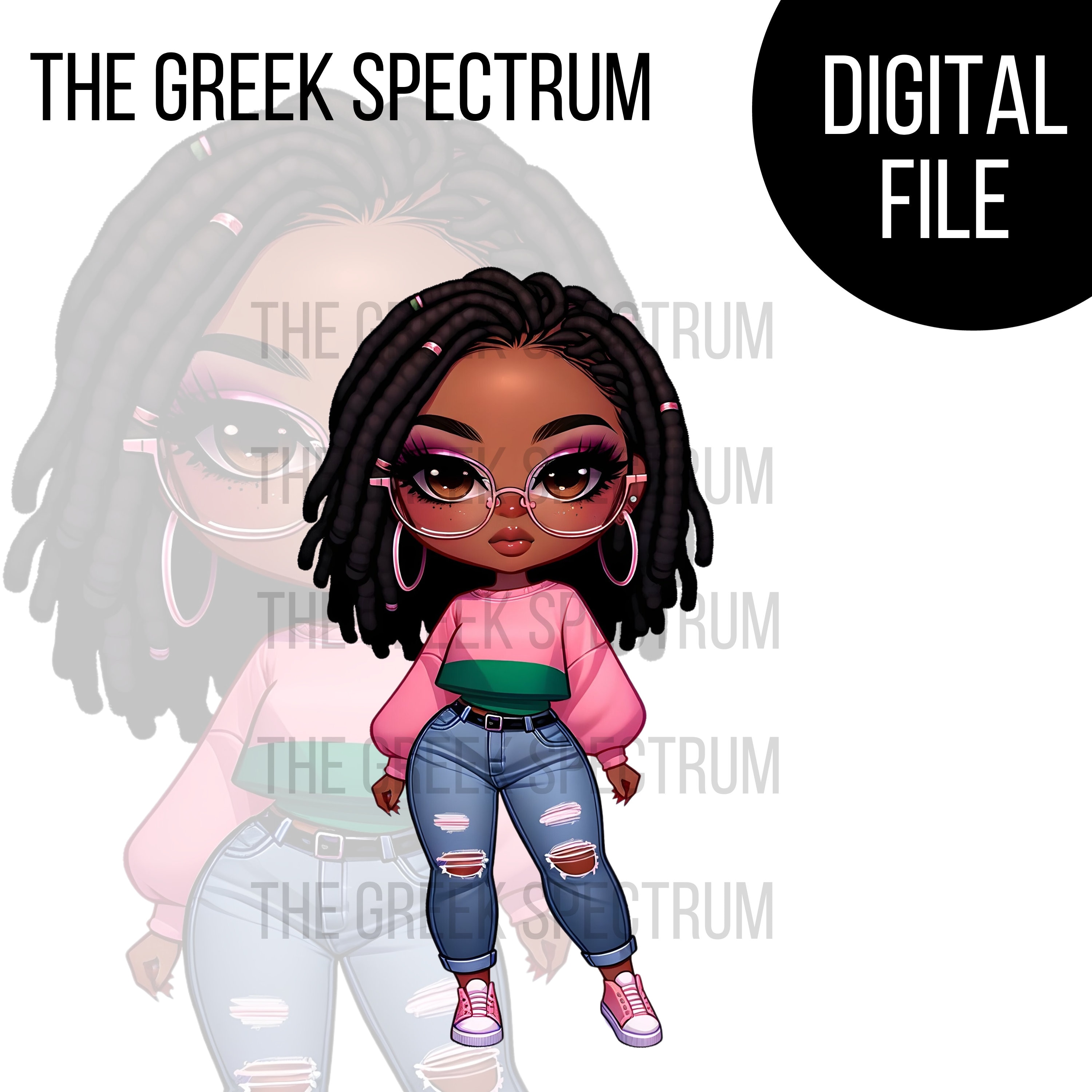 Alpha Kappa Alpha Sorority Doll | AKA Chibi PNG | Digital Download - Etsy