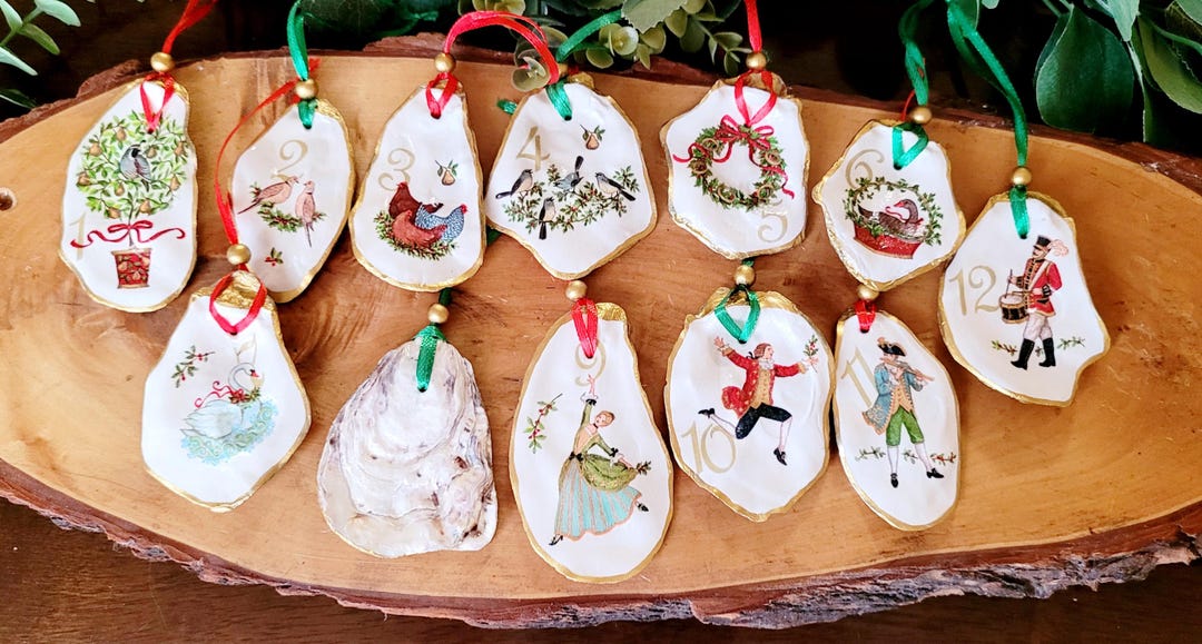 12 Days of Christmas Shell Tree Ornaments, Traditional Christmas Tree ...