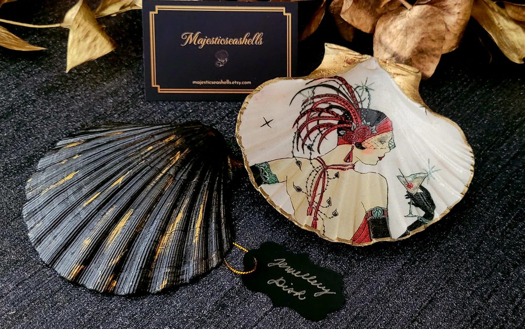 Art Deco Style Scallop Shell Trinket Dish, Scallop Shell Jewellery Tray ...
