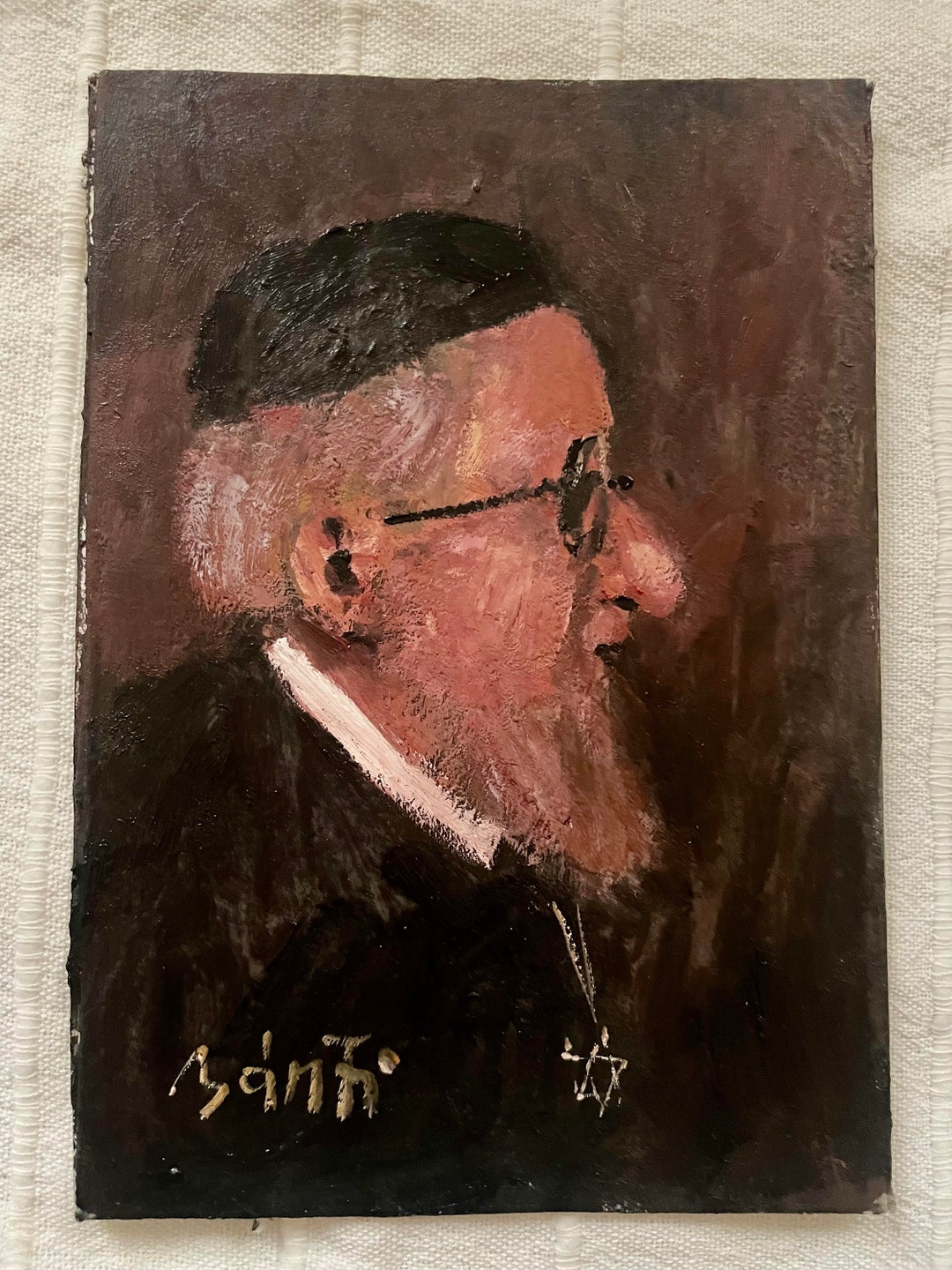 Original Oil Painting of Jewish Rabbi Amish Portrait European Fine Art ...