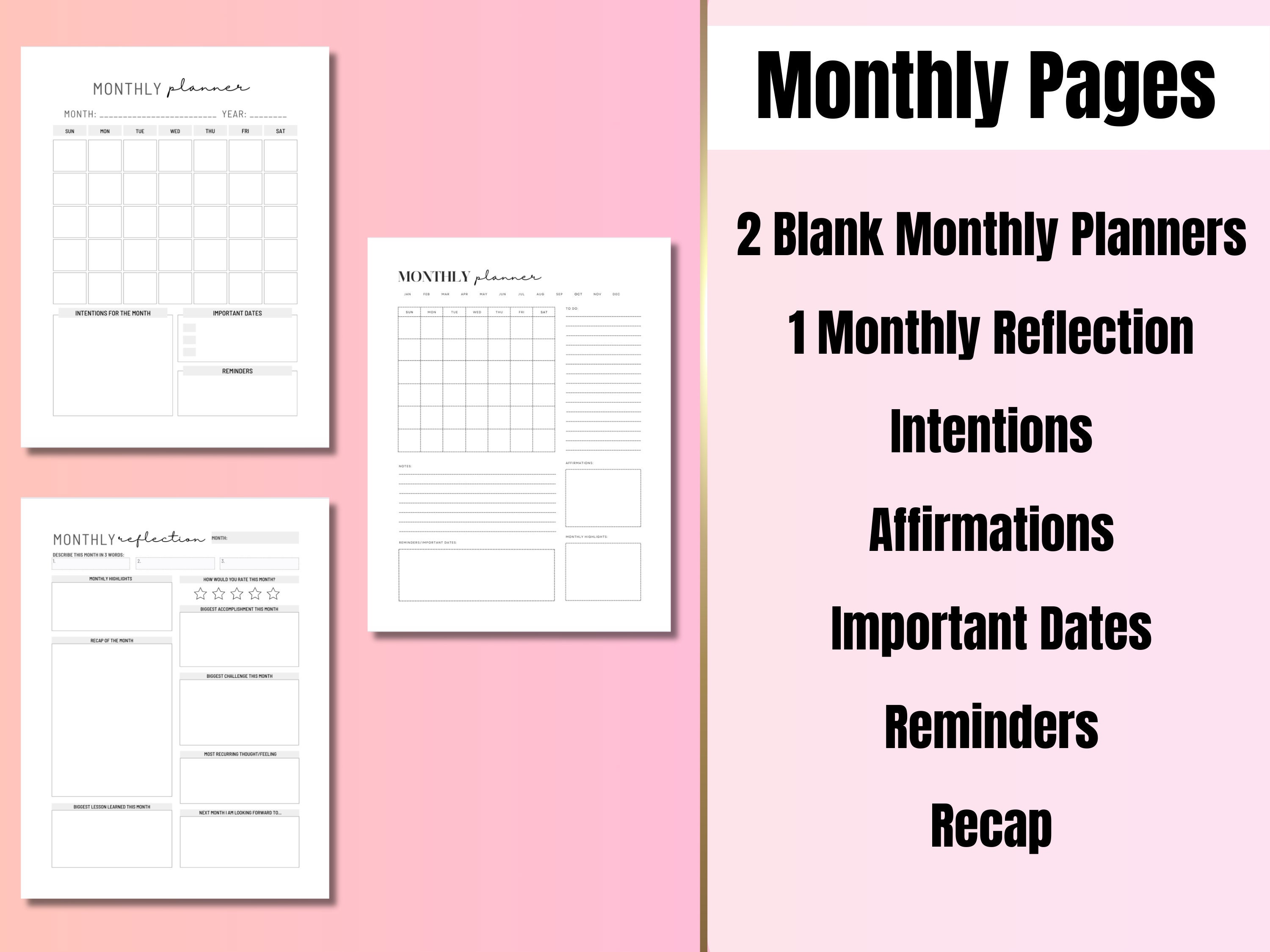 Printable Intentional Planner Monthly Pages Daily Pages Weekly Pages ...