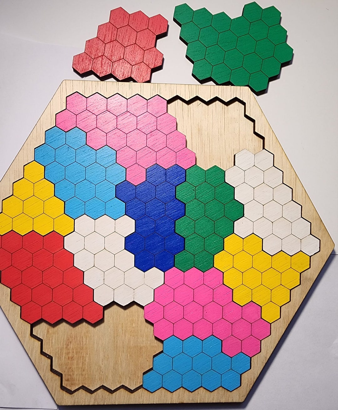 Hexagon Wooden Puzzle - Etsy