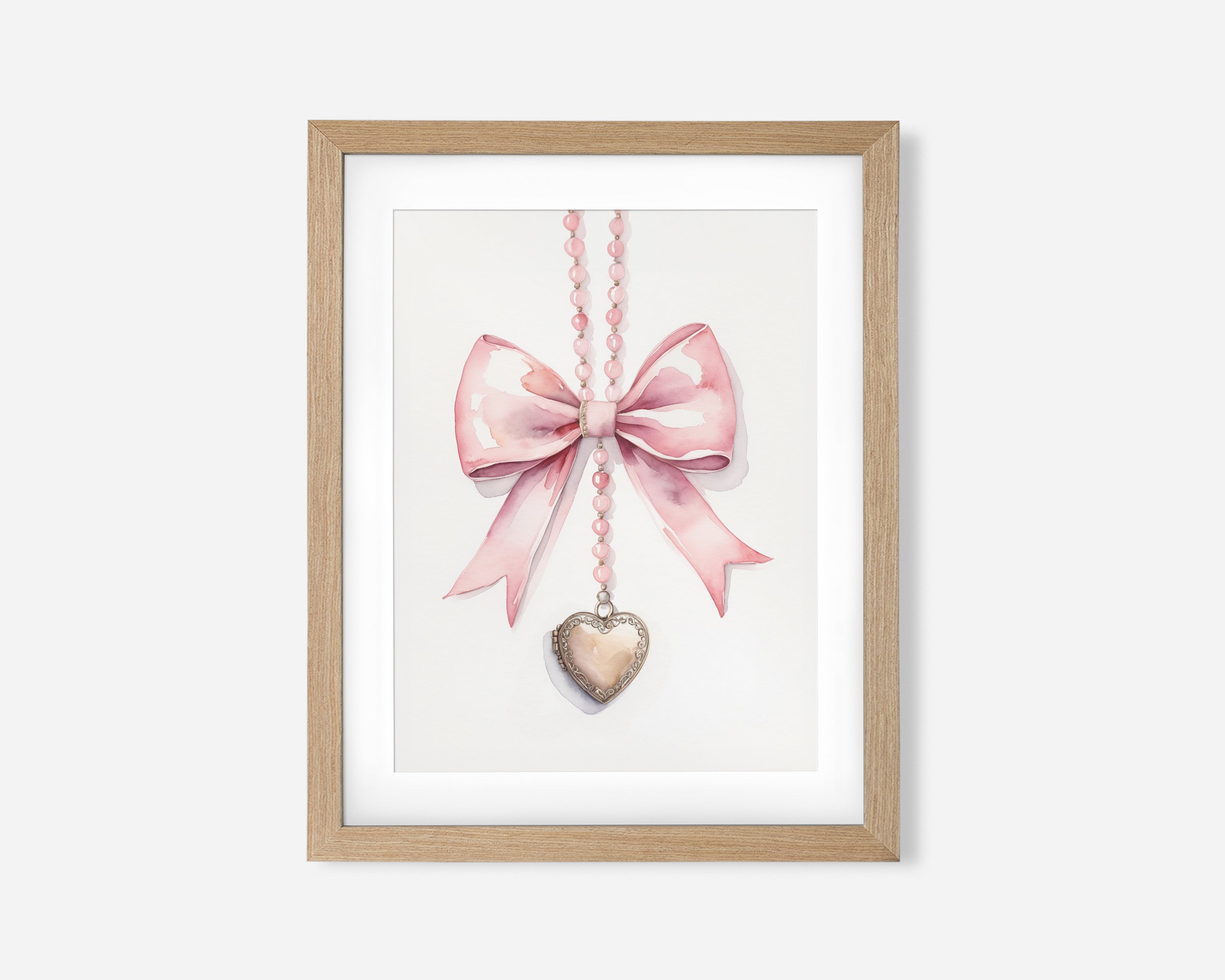 Blush Pink Bow & Heart Locket Printable Art BUNDLE Coquette Aesthetic ...