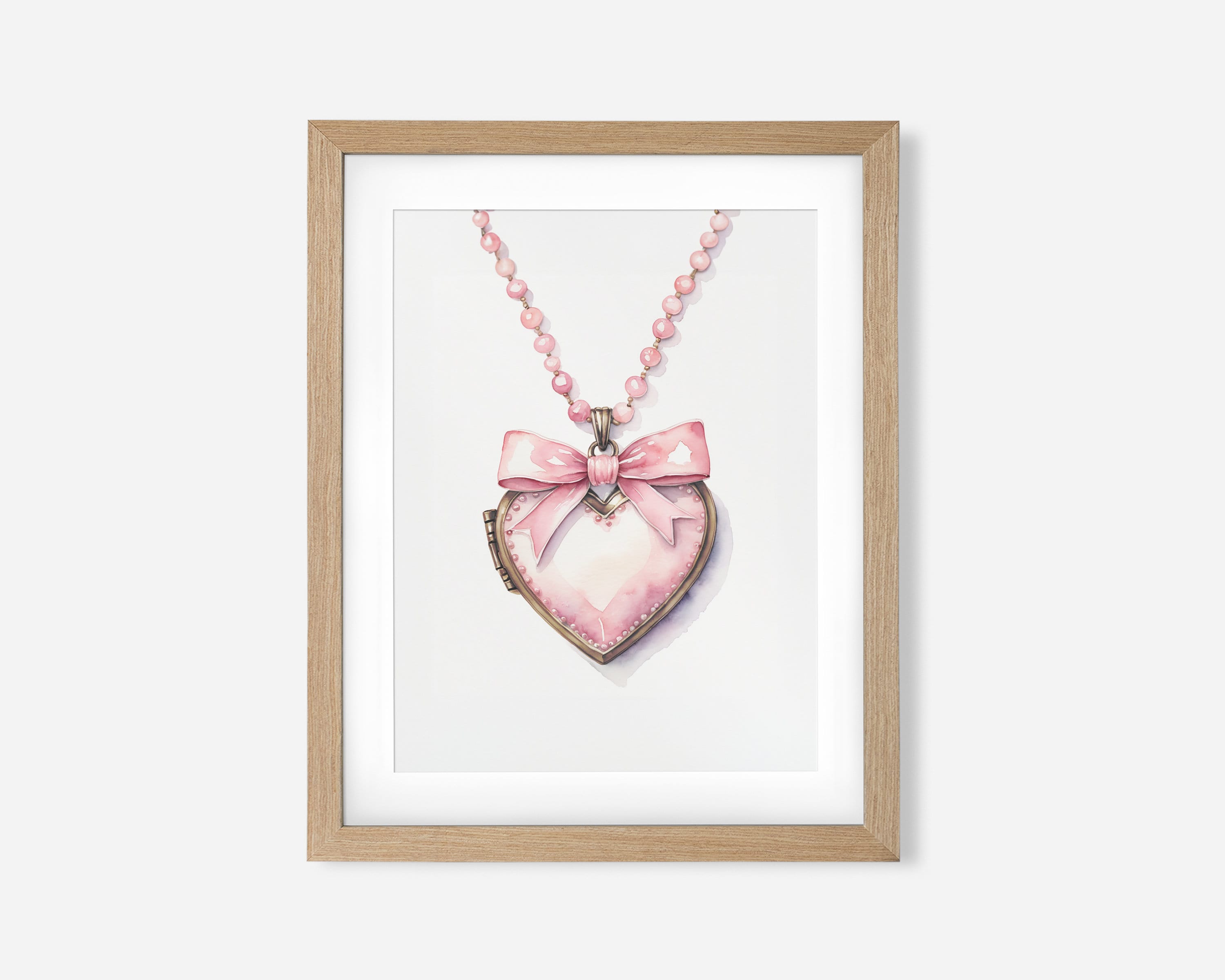 Blush Pink Bow & Heart Locket Printable Art BUNDLE Coquette Aesthetic ...