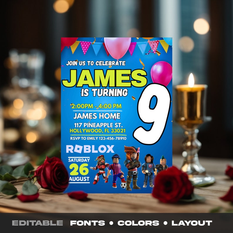 Roblox Invitation, Roblox Invite, Roblox Boys Birthday Invitation ...