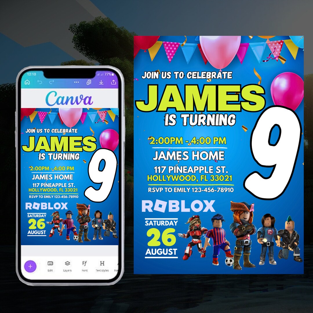 Roblox Invitation, Roblox Invite, Roblox Boys Birthday Invitation ...