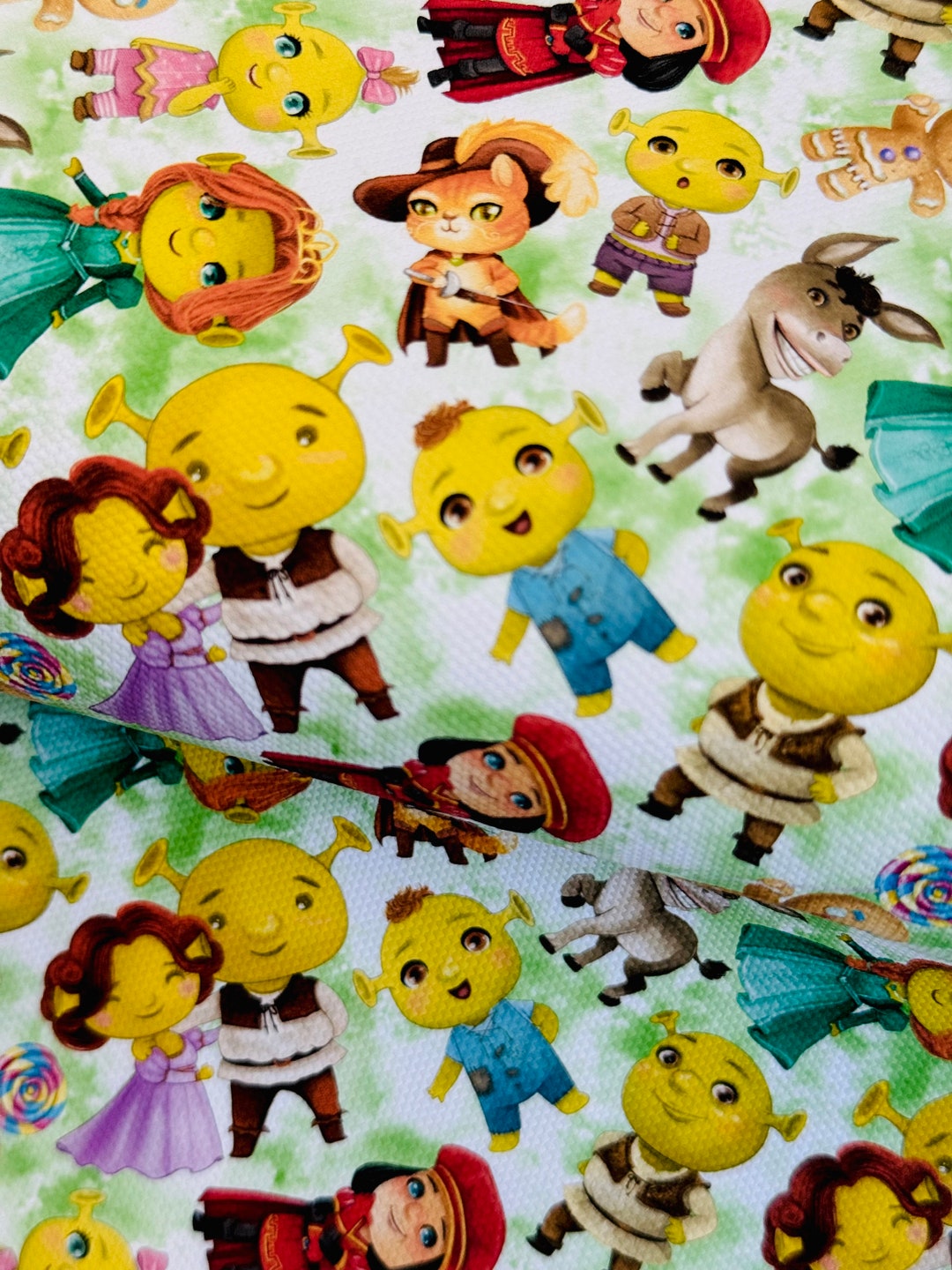 Shrek & Charlie and the Chocolate Factory Printed Canvas Fabric 280gsm ...