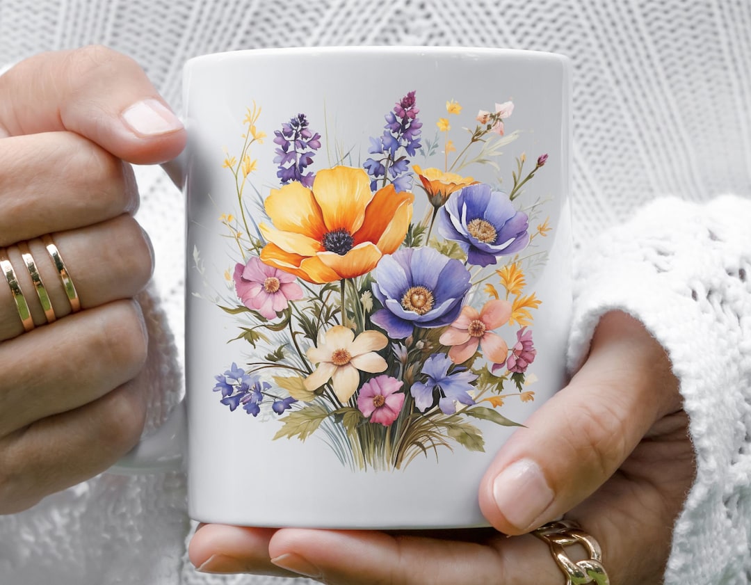 Wildflower Mug, Flower Mug, Flower Coffee Mug, Wildflower Gifts ...