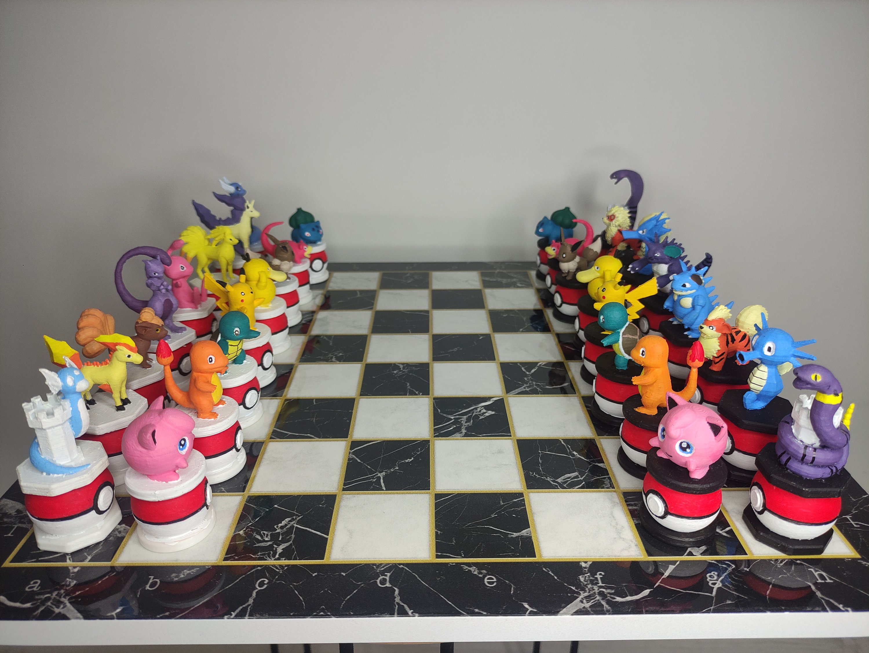 Pokemon Chess Set Hand Painted or White Black Charmender Pikachu Chess ...