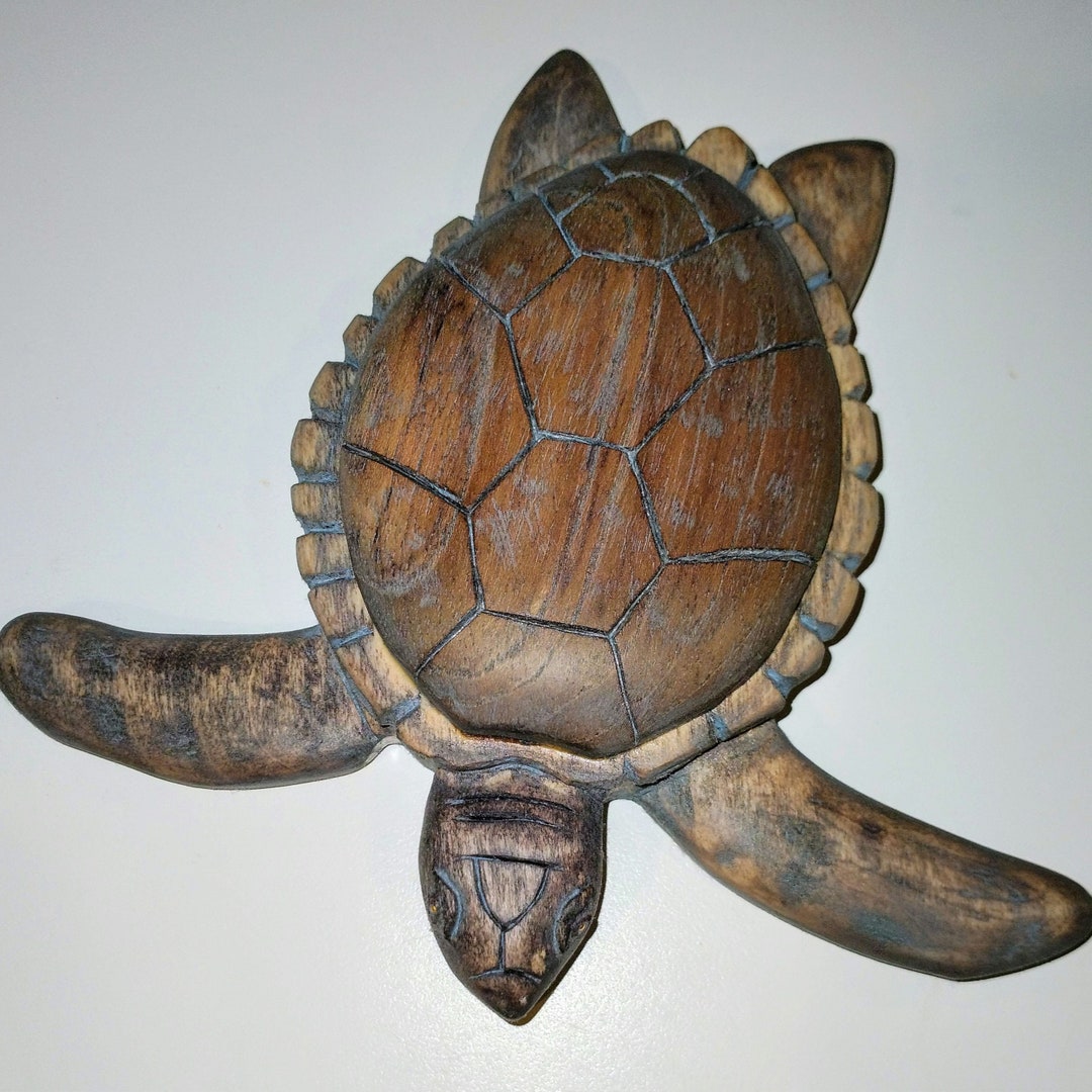 Hand Carved Wood Sea Turtle - Etsy