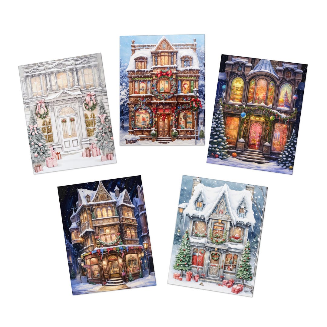 Enchanted Victorian Holiday House Greeting Cards, 5 Pack - Etsy