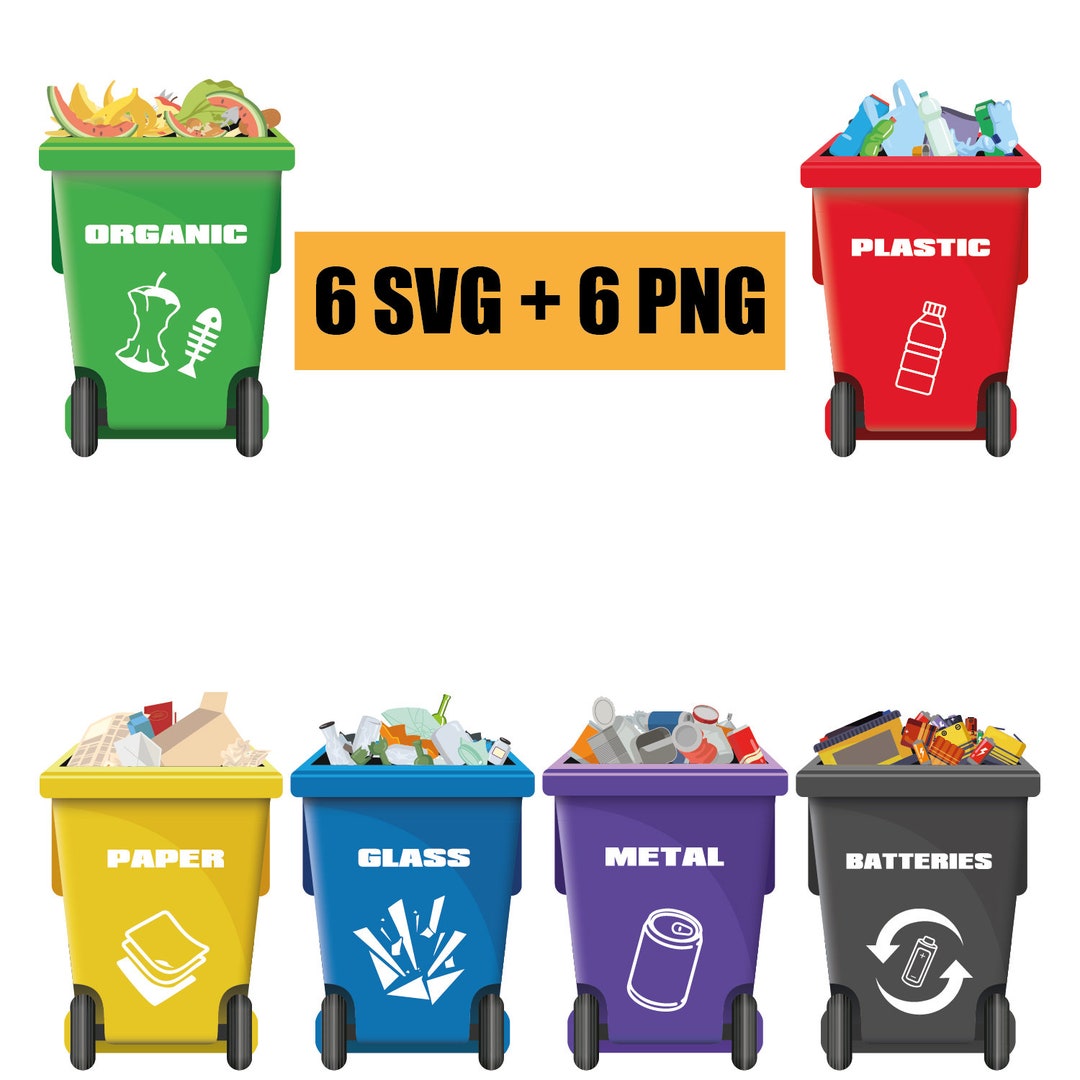 Vector Set of Trash Container Icons in SVG Format, Trash Cans, Waste ...