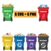 Vector Set of Trash Container Icons in SVG Format, Trash Cans, Waste ...