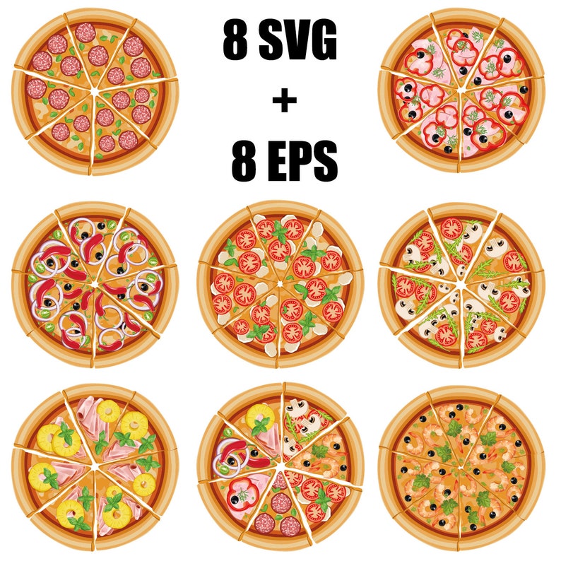 Vector Digital Set of Pizzas in SVG and EPS Formats, Vector Pizza, Svg ...