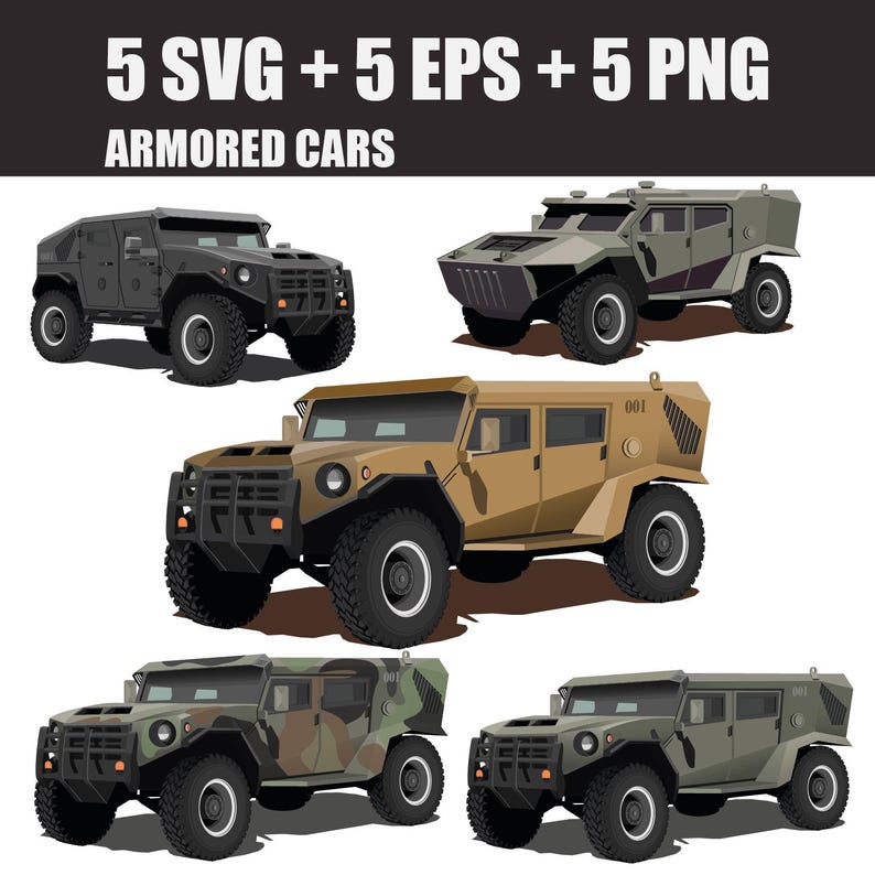 Vector Digital Set of Armored Vehicles in SVG, EPS and PNG Formats ...