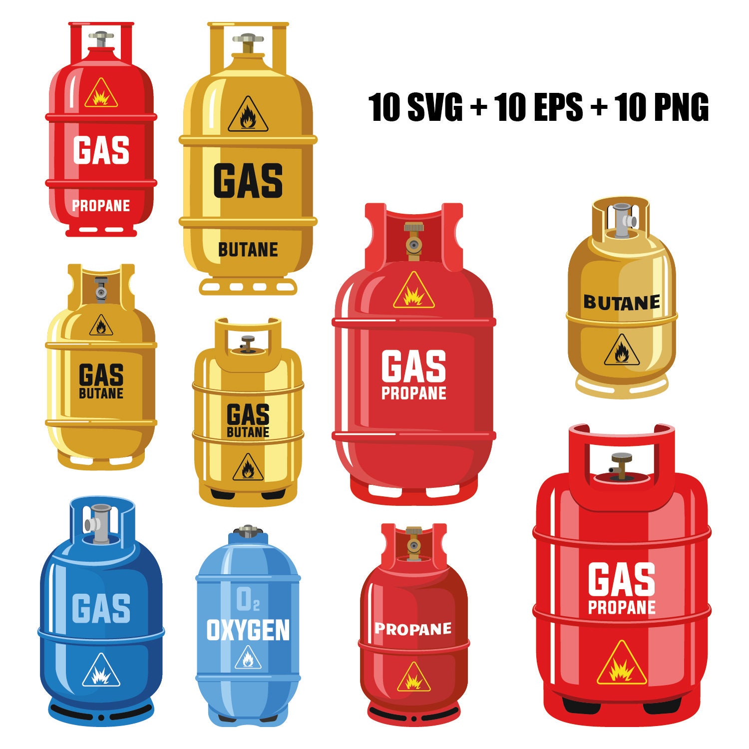 Vector SVG Gas Cylinders, Propane Cylinders, Butane Cylinders, Gas ...
