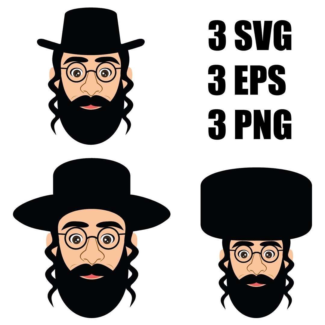 Vector Set of Hasid Icons in EPS, SVG and PNG Format, Jew, Orthodox Jew ...