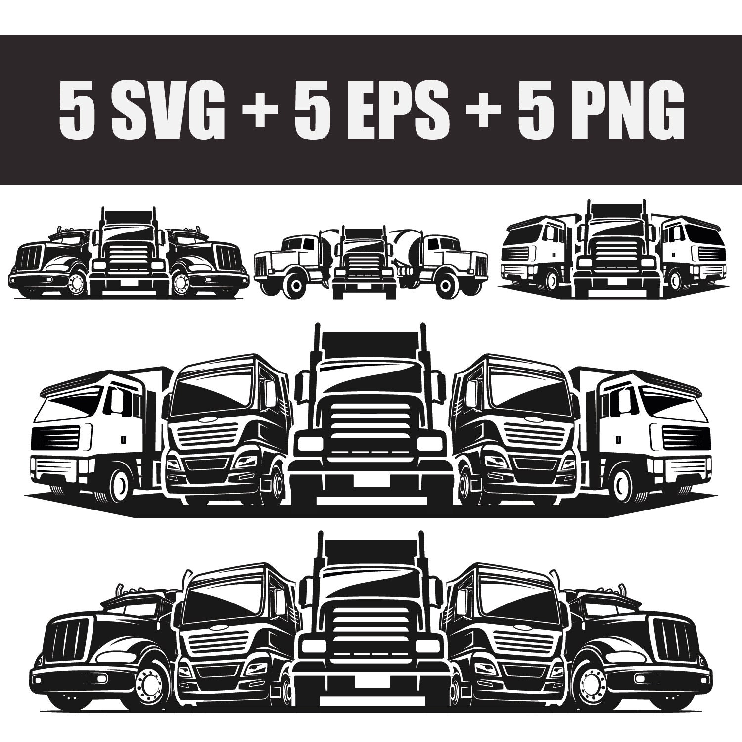 Vector Set of Trailer Icons in SVG, EPS and PNG Formats for Cutting ...
