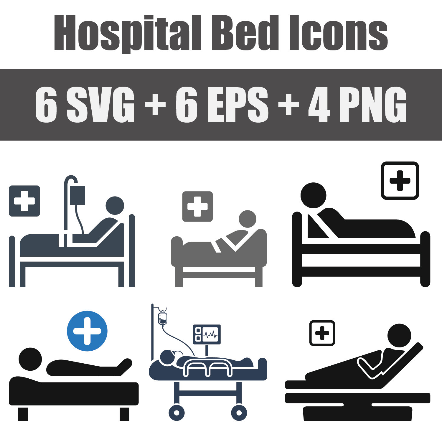 Vector Set of Hospital Bed Icons in EPS, SVG and PNG Formats, Vector ...
