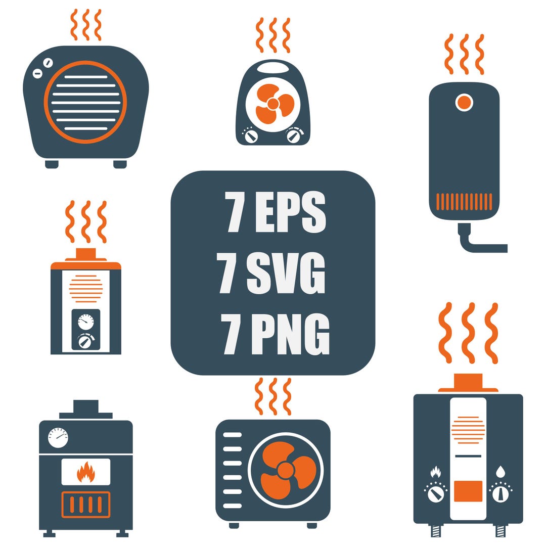 A Vector Digital Icon Set of Radiators, Heaters, Gas Boilers, Gas Water ...
