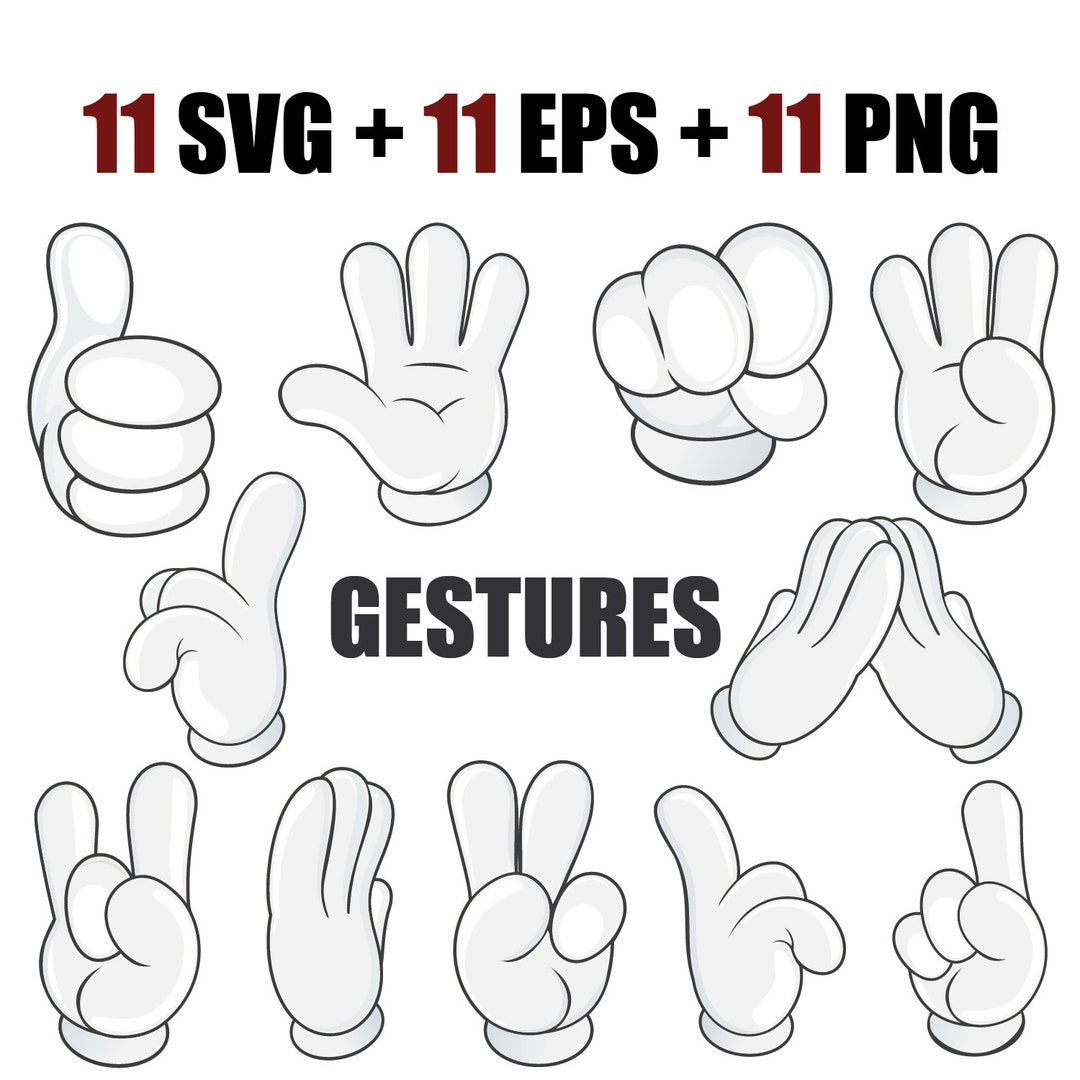 Vector Digital Set of Icons of Hand Gestures in EPS, SVG and PNG ...