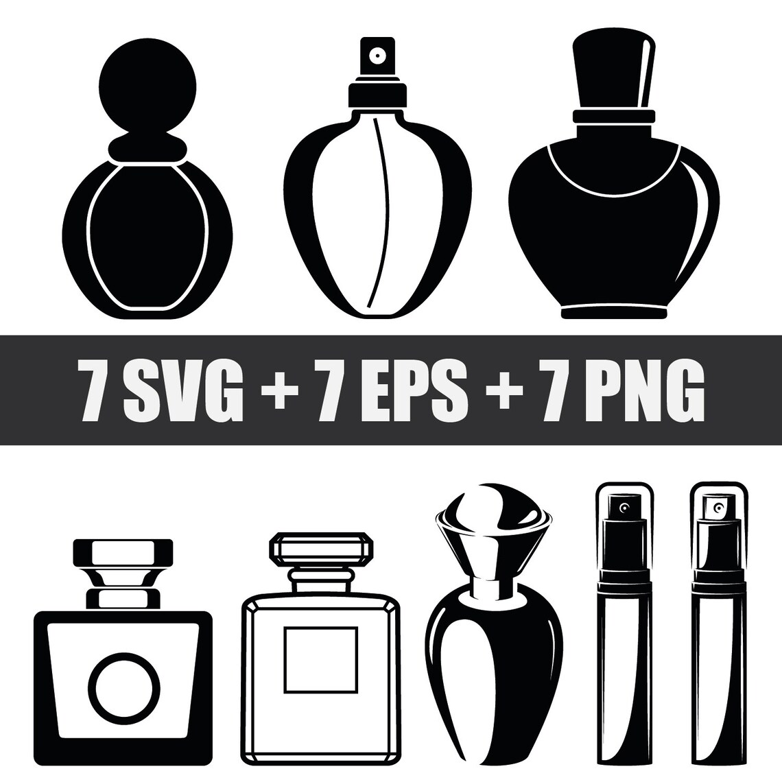 Vector Set of Icons of Perfume Bottles in EPS, SVG and PNG Formats ...