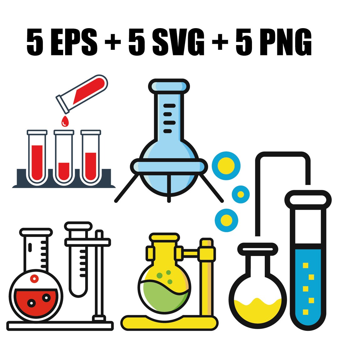 Vector Set of Test Flasks Icons for Chemistry in SVG Format, Flasks SVG ...