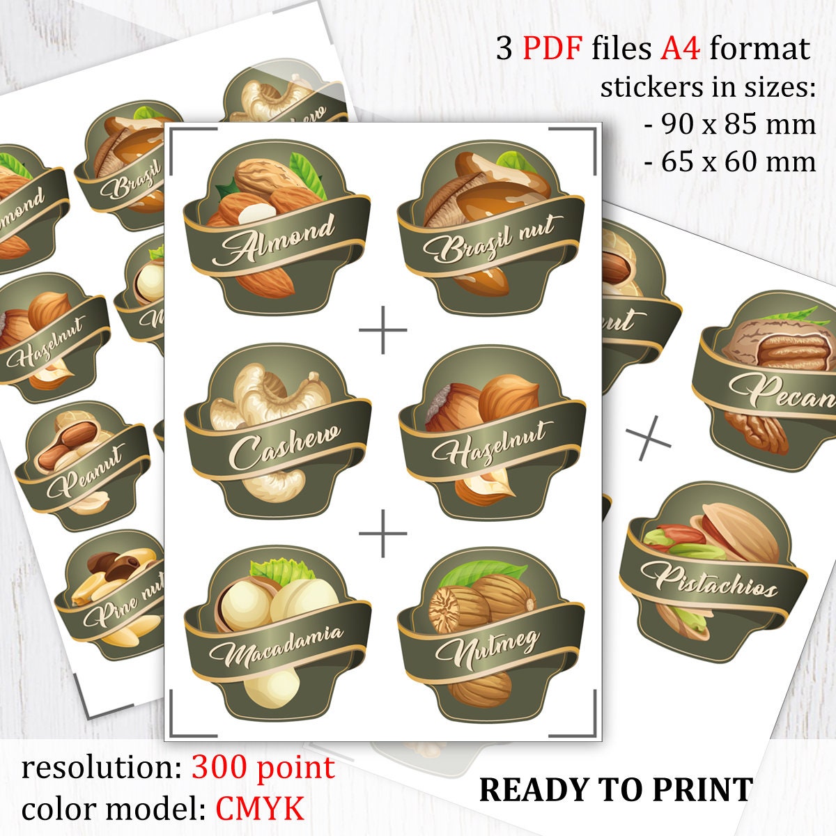 Vector Stickers for Jars of Nuts in Svg, Pdf Format, Svg Nuts, Nuts ...