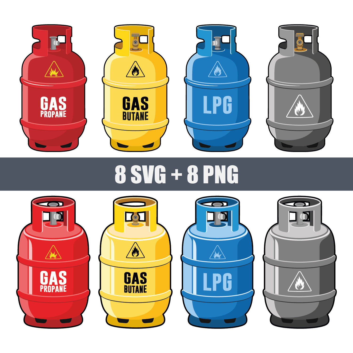 Vector SVG Gas Cylinders, Propane Cylinders, Butane Cylinders, Gas ...