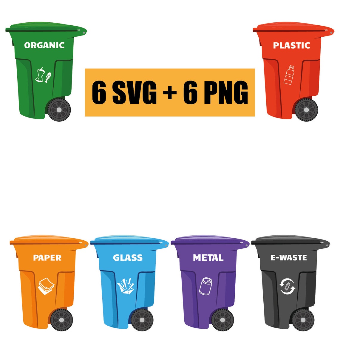Vector Set of Trash Container Icons in EPS, SVG Format, Trash Cans ...